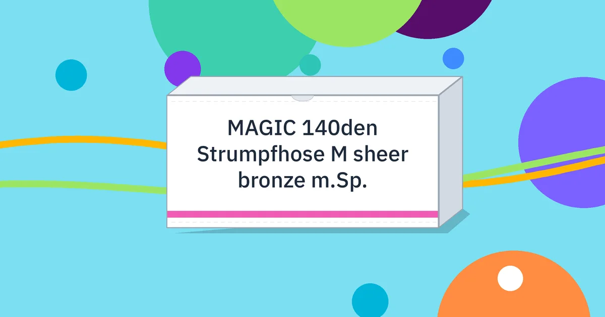 Symbolbild: Packung mit der Aufschrift MAGIC 140den Strumpfhose M sheer bronze m.Sp. (PZN 16182138) – Verfügbarkeit und Bezug in Apotheken in Frankfurt am Main