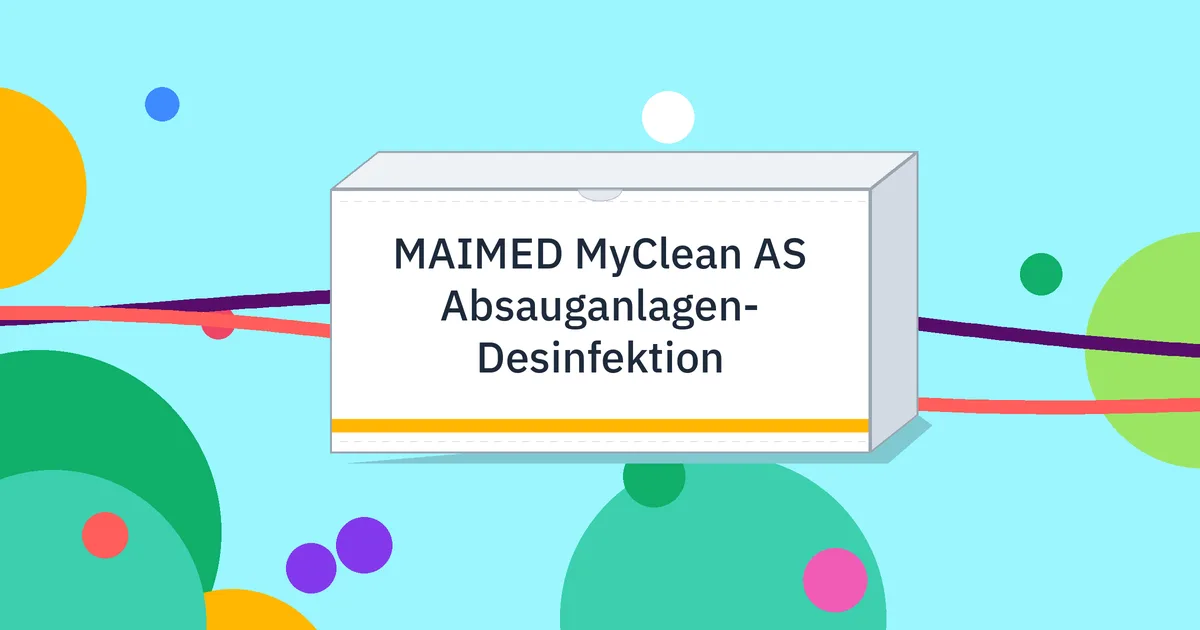Symbolbild: Packung mit der Aufschrift MAIMED MyClean AS Absauganlagen-Desinfektion (PZN 10306071) – Verfügbarkeit und Bezug in Apotheken in Frankfurt am Main