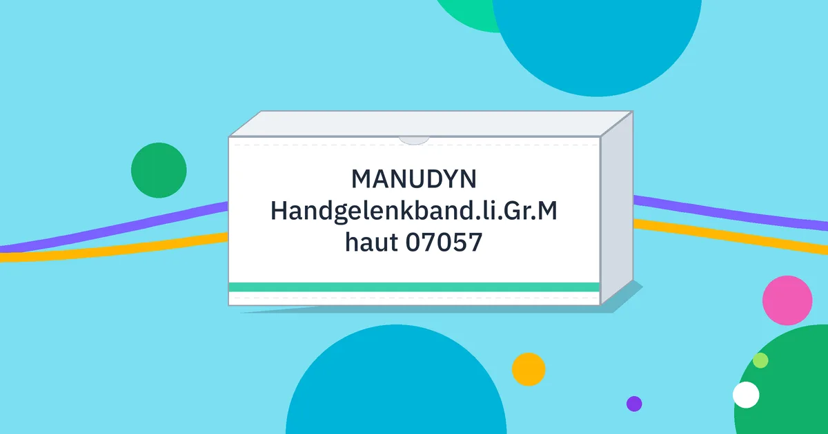 Symbolbild: Packung mit der Aufschrift MANUDYN Handgelenkband.li.Gr.M haut 07057 (PZN 06727341) – Verfügbarkeit und Bezug in Apotheken in Frankfurt am Main