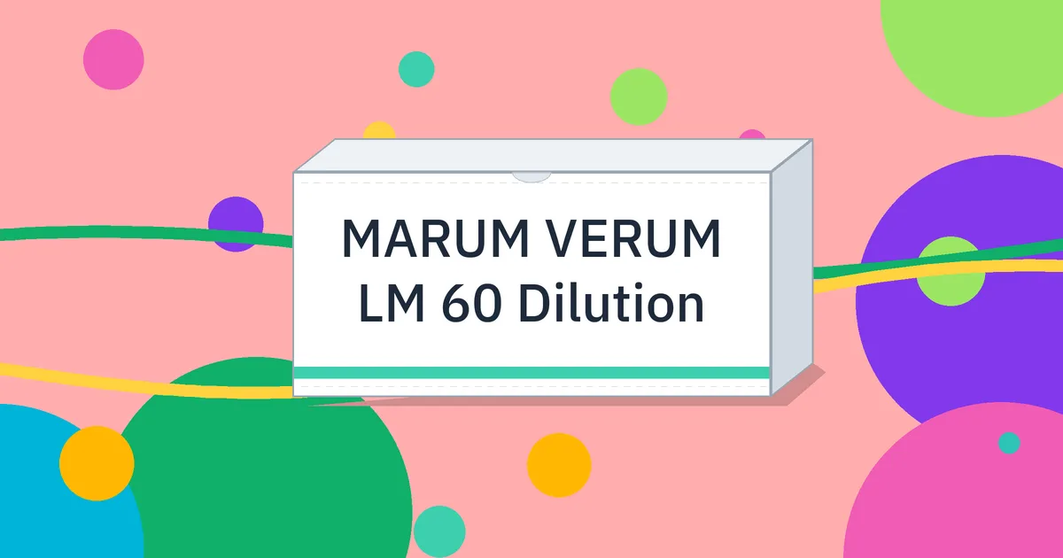 Symbolbild: Packung mit der Aufschrift MARUM VERUM LM 60 Dilution (PZN 12946768) – Verfügbarkeit und Bezug in Apotheken in Frankfurt am Main