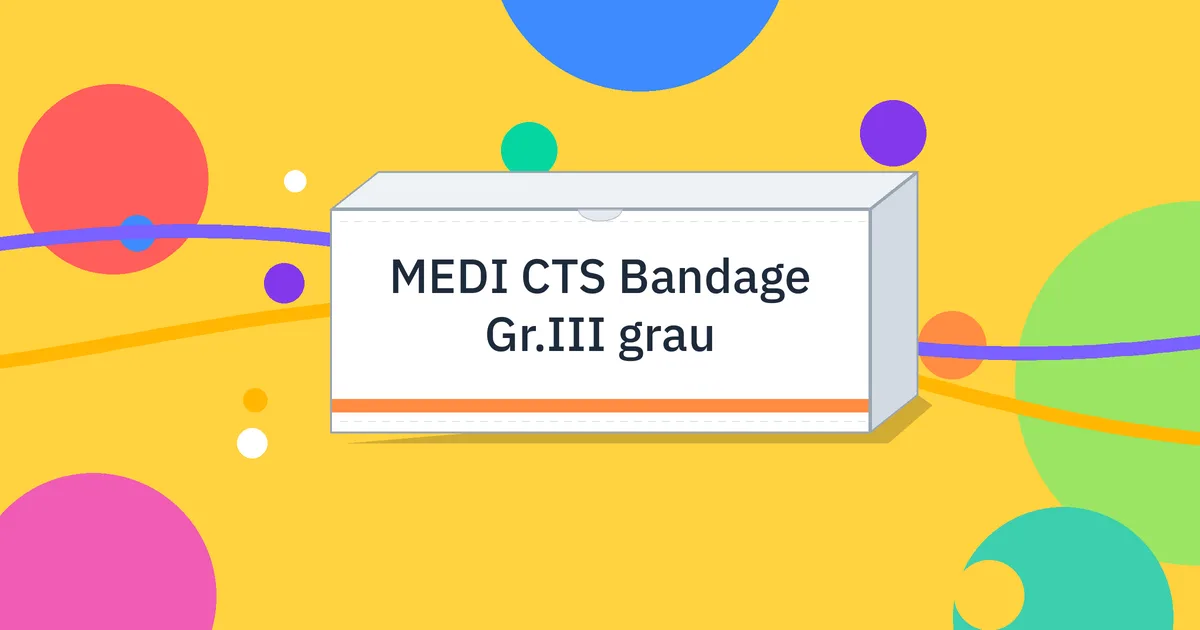 Symbolbild: Packung mit der Aufschrift MEDI CTS Bandage Gr.III grau (PZN 15314230) – Verfügbarkeit und Bezug in Apotheken in Frankfurt am Main