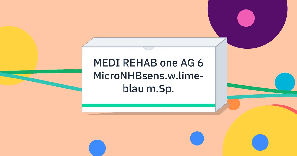 Symbolbild: Packung mit der Aufschrift MEDI REHAB one AG 6 MicroNHBsens.w.lime-blau m.Sp. (PZN 18898467) – Verfügbarkeit und Bezug in Apotheken in Frankfurt am Main