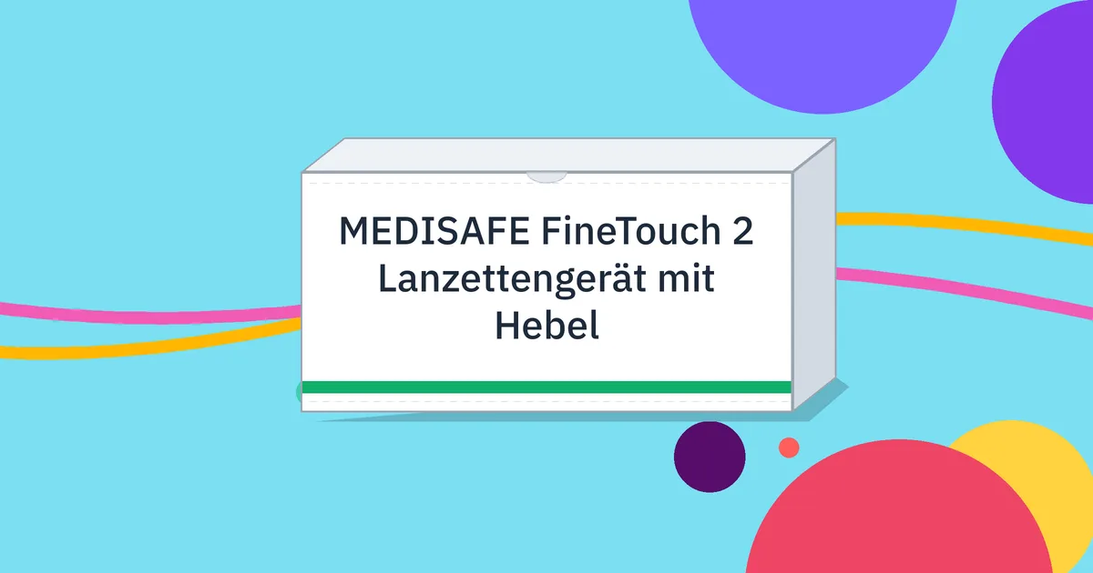 Symbolbild: Packung mit der Aufschrift MEDISAFE FineTouch 2 Lanzettengerät mit Hebel (PZN 20101677) – Verfügbarkeit und Bezug in Apotheken in Frankfurt am Main