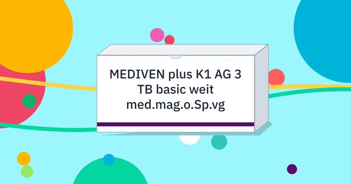 Symbolbild: Packung mit der Aufschrift MEDIVEN plus K1 AG 3 TB basic weit med.mag.o.Sp.vg (PZN 15058956) – Verfügbarkeit und Bezug in Apotheken in Frankfurt am Main