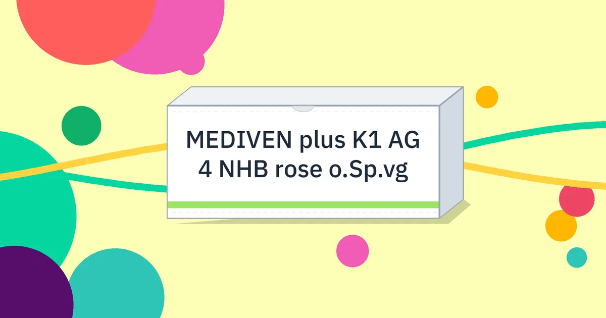 Symbolbild: Packung mit der Aufschrift MEDIVEN plus K1 AG 4 NHB rose o.Sp.vg (PZN 15921591) – Verfügbarkeit und Bezug in Apotheken in Frankfurt am Main
