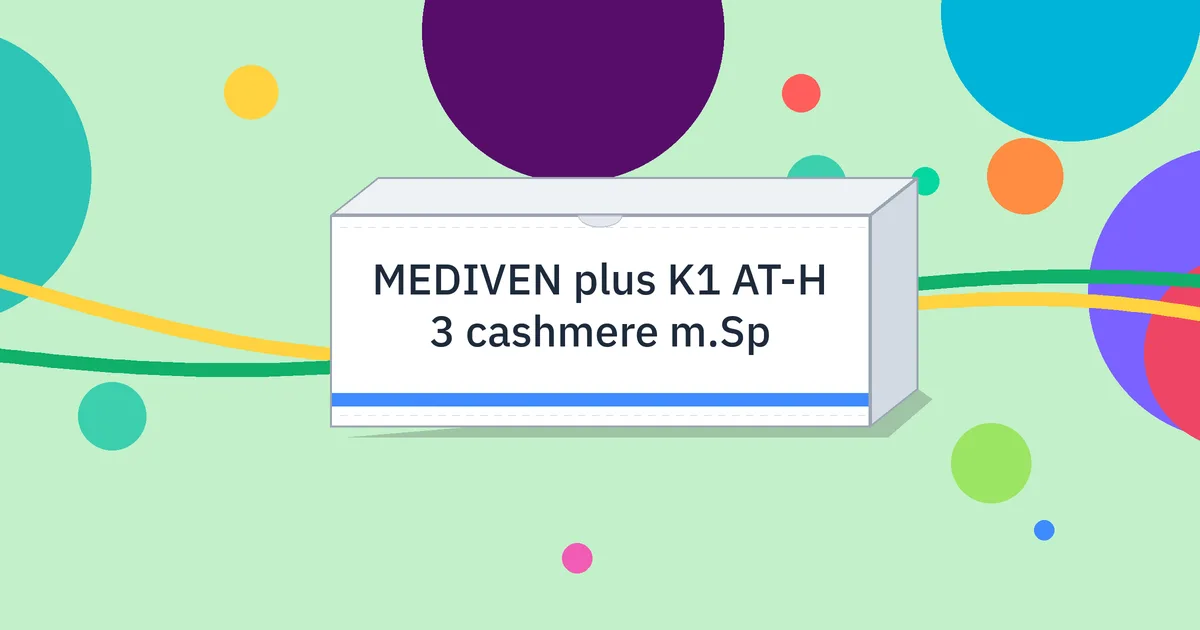 Symbolbild: Packung mit der Aufschrift MEDIVEN plus K1 AT-H 3 cashmere m.Sp (PZN 15035659) – Verfügbarkeit und Bezug in Apotheken in Frankfurt am Main
