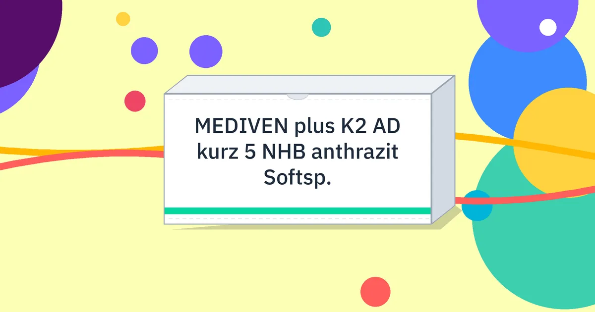 Symbolbild: Packung mit der Aufschrift MEDIVEN plus K2 AD kurz 5 NHB anthrazit Softsp. (PZN 15924856) – Verfügbarkeit und Bezug in Apotheken in Frankfurt am Main