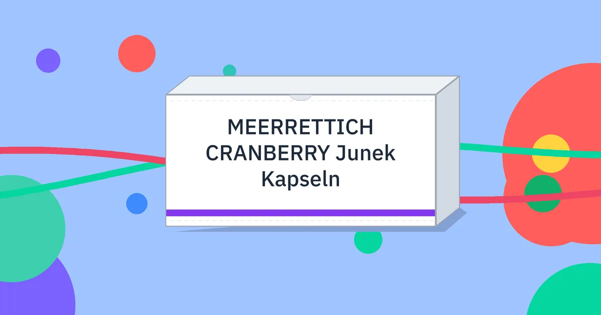 Symbolbild: Packung mit der Aufschrift MEERRETTICH CRANBERRY Junek Kapseln (PZN 10307219) – Verfügbarkeit und Bezug in Apotheken in Frankfurt am Main