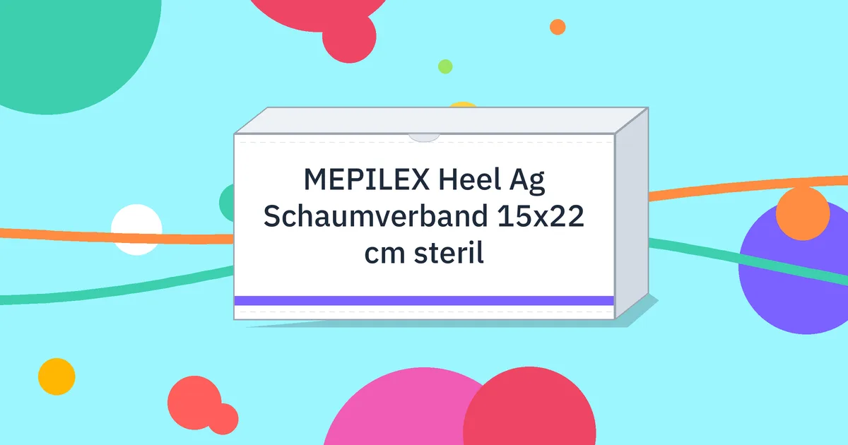 Symbolbild: Packung mit der Aufschrift MEPILEX Heel Ag Schaumverband 15x22 cm steril (PZN 12577302) – Verfügbarkeit und Bezug in Apotheken in Frankfurt am Main