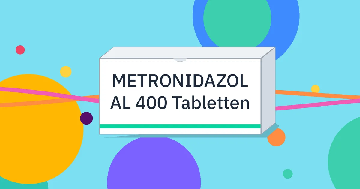 Symbolbild: Packung mit der Aufschrift METRONIDAZOL AL 400 Tabletten (PZN 00739610) – Verfügbarkeit und Bezug in Apotheken in Frankfurt am Main
