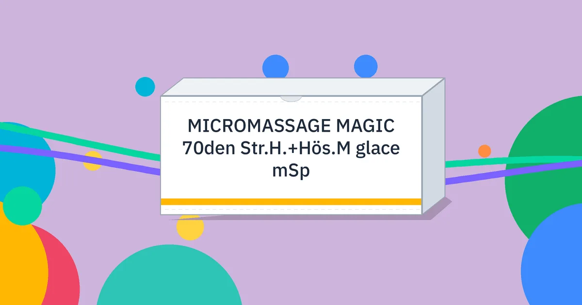 Symbolbild: Packung mit der Aufschrift MICROMASSAGE MAGIC 70den Str.H.+Hös.M glace mSp (PZN 03990196) – Verfügbarkeit und Bezug in Apotheken in Frankfurt am Main