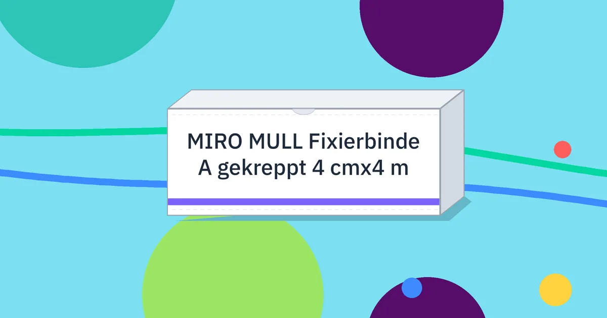 Symbolbild: Packung mit der Aufschrift MIRO MULL Fixierbinde A gekreppt 4 cmx4 m (PZN 06854973) – Verfügbarkeit und Bezug in Apotheken in Frankfurt am Main