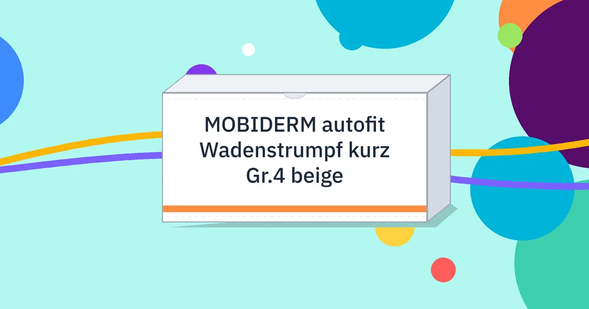 Symbolbild: Packung mit der Aufschrift MOBIDERM autofit Wadenstrumpf kurz Gr.4 beige (PZN 13970036) – Verfügbarkeit und Bezug in Apotheken in Frankfurt am Main