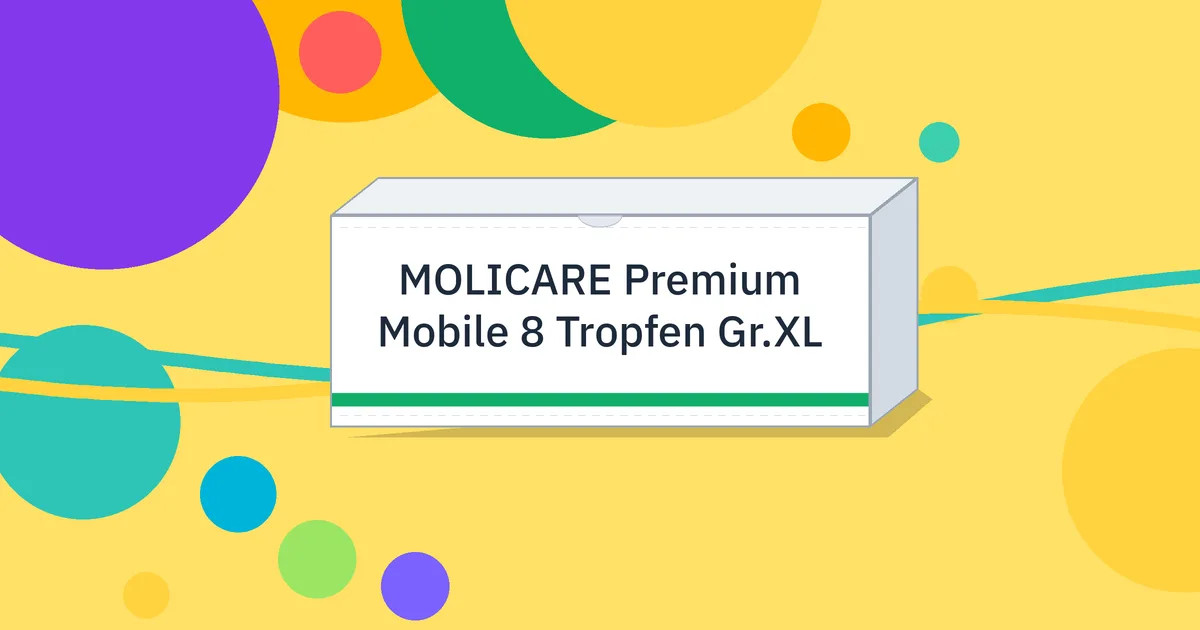 Symbolbild: Packung mit der Aufschrift MOLICARE Premium Mobile 8 Tropfen Gr.XL (PZN 13506540) – Verfügbarkeit und Bezug in Apotheken in Frankfurt am Main