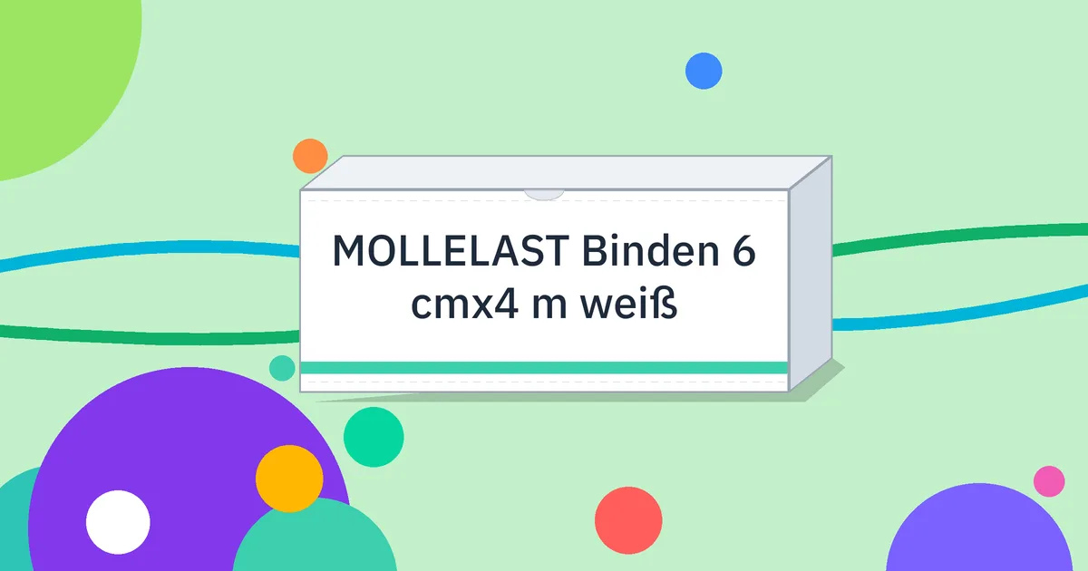Symbolbild: Packung mit der Aufschrift MOLLELAST Binden 6 cmx4 m weiß (PZN 18437743) – Verfügbarkeit und Bezug in Apotheken in Frankfurt am Main