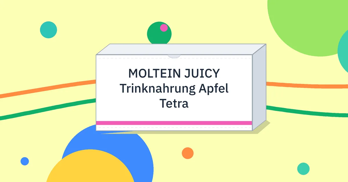 Symbolbild: Packung mit der Aufschrift MOLTEIN JUICY Trinknahrung Apfel Tetra (PZN 19440291) – Verfügbarkeit und Bezug in Apotheken in Frankfurt am Main