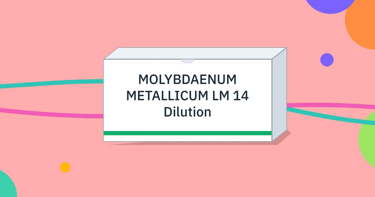 Symbolbild: Packung mit der Aufschrift MOLYBDAENUM METALLICUM LM 14 Dilution (PZN 13609820) – Verfügbarkeit und Bezug in Apotheken in Frankfurt am Main