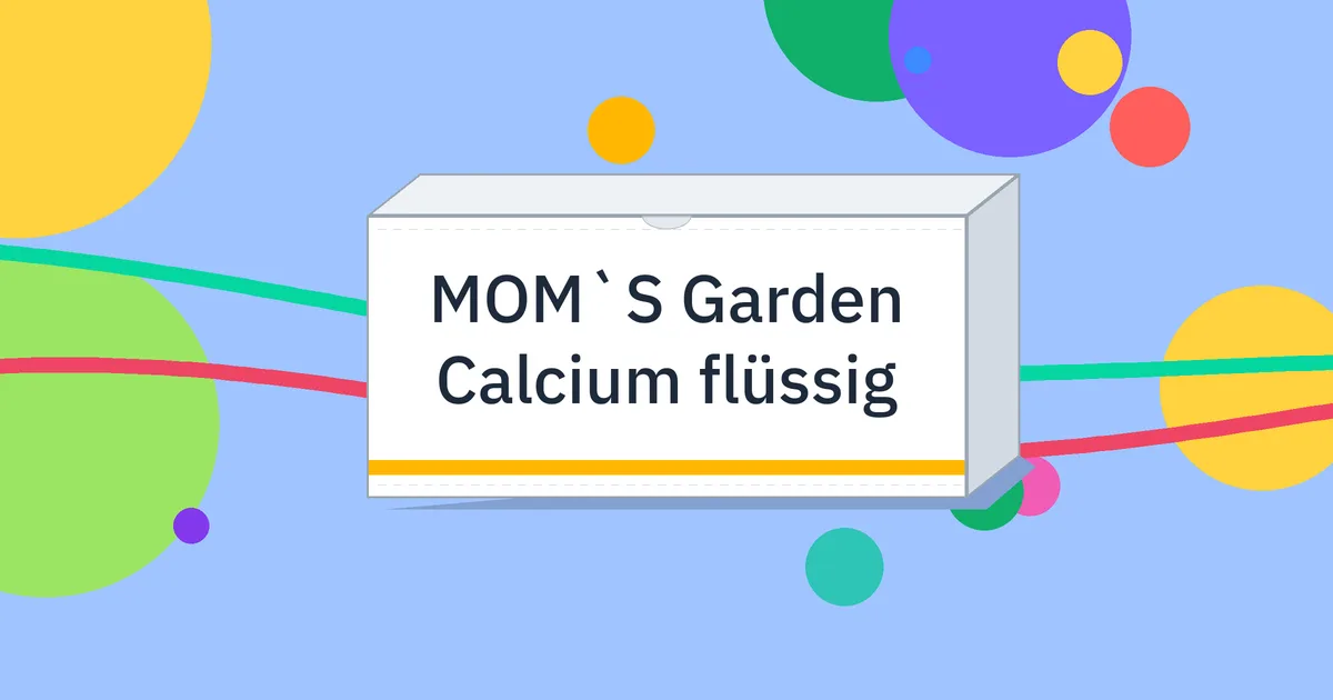 Symbolbild: Packung mit der Aufschrift MOM`S Garden Calcium flüssig (PZN 19894359) – Verfügbarkeit und Bezug in Apotheken in Frankfurt am Main