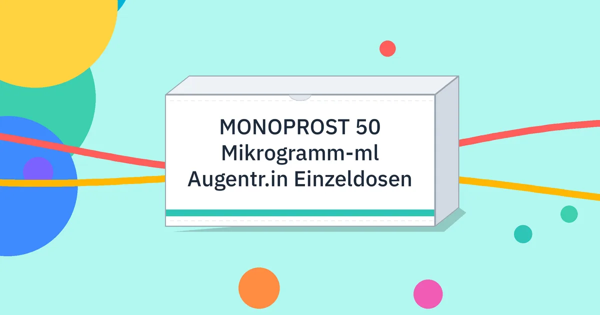 Symbolbild: Packung mit der Aufschrift MONOPROST 50 Mikrogramm-ml Augentr.in Einzeldosen (PZN 13503168) – Verfügbarkeit und Bezug in Apotheken in Frankfurt am Main