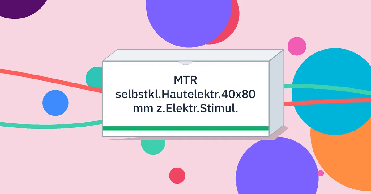Symbolbild: Packung mit der Aufschrift MTR selbstkl.Hautelektr.40x80 mm z.Elektr.Stimul. (PZN 00563654) – Verfügbarkeit und Bezug in Apotheken in Frankfurt am Main
