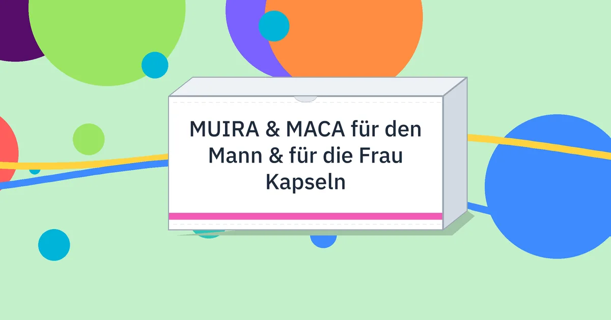 Symbolbild: Packung mit der Aufschrift MUIRA & MACA für den Mann & für die Frau Kapseln (PZN 17370528) – Verfügbarkeit und Bezug in Apotheken in Frankfurt am Main