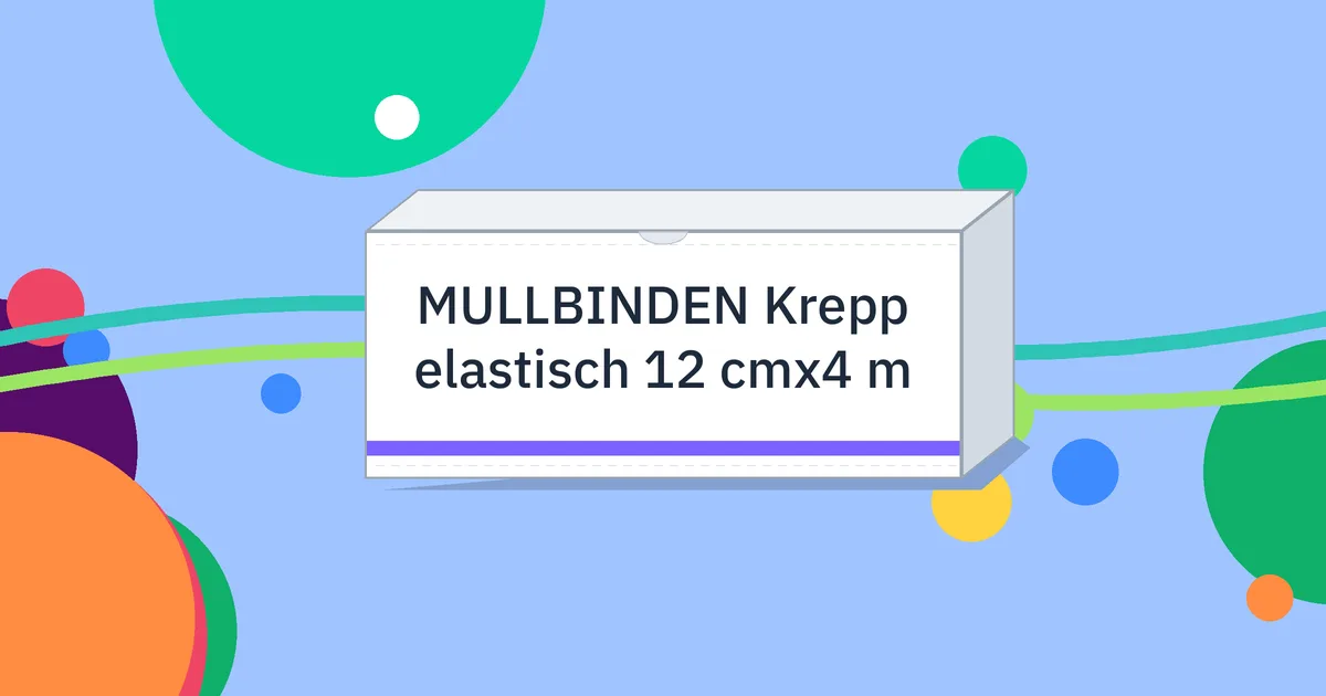 Symbolbild: Packung mit der Aufschrift MULLBINDEN Krepp elastisch 12 cmx4 m (PZN 10352444) – Verfügbarkeit und Bezug in Apotheken in Frankfurt am Main