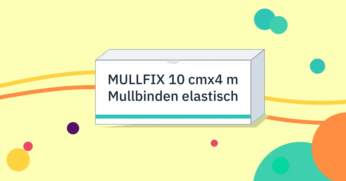 Symbolbild: Packung mit der Aufschrift MULLFIX 10 cmx4 m Mullbinden elastisch (PZN 19721357) – Verfügbarkeit und Bezug in Apotheken in Frankfurt am Main