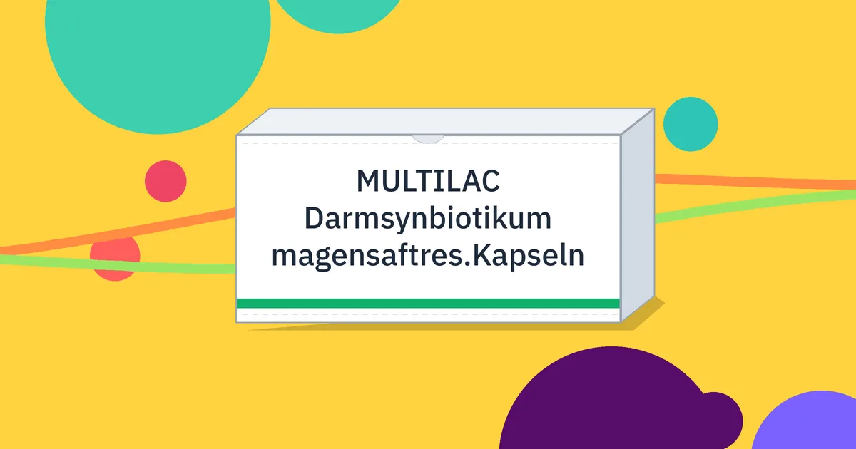 Symbolbild: Packung mit der Aufschrift MULTILAC Darmsynbiotikum magensaftres.Kapseln (PZN 17931783) – Verfügbarkeit und Bezug in Apotheken in Frankfurt am Main
