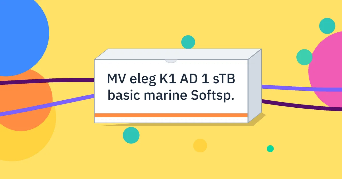Symbolbild: Packung mit der Aufschrift MV eleg K1 AD 1 sTB basic marine Softsp. (PZN 14584252) – Verfügbarkeit und Bezug in Apotheken in Frankfurt am Main