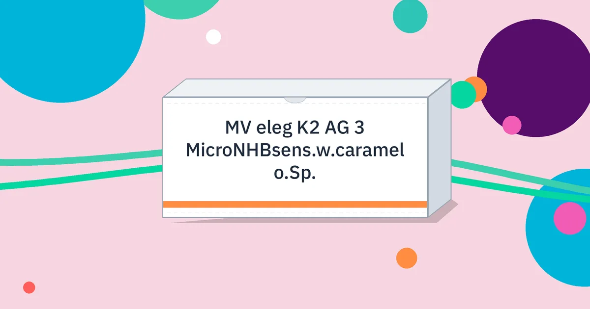 Symbolbild: Packung mit der Aufschrift MV eleg K2 AG 3 MicroNHBsens.w.caramel o.Sp. (PZN 16070250) – Verfügbarkeit und Bezug in Apotheken in Frankfurt am Main
