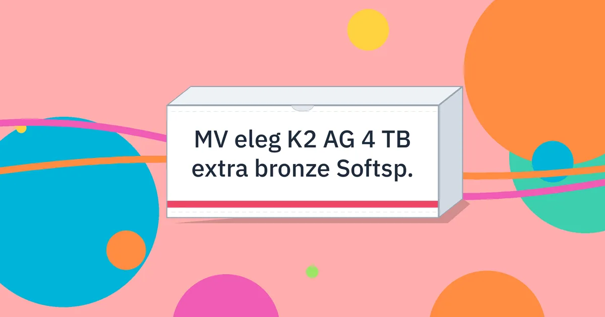 Symbolbild: Packung mit der Aufschrift MV eleg K2 AG 4 TB extra bronze Softsp. (PZN 14718698) – Verfügbarkeit und Bezug in Apotheken in Frankfurt am Main