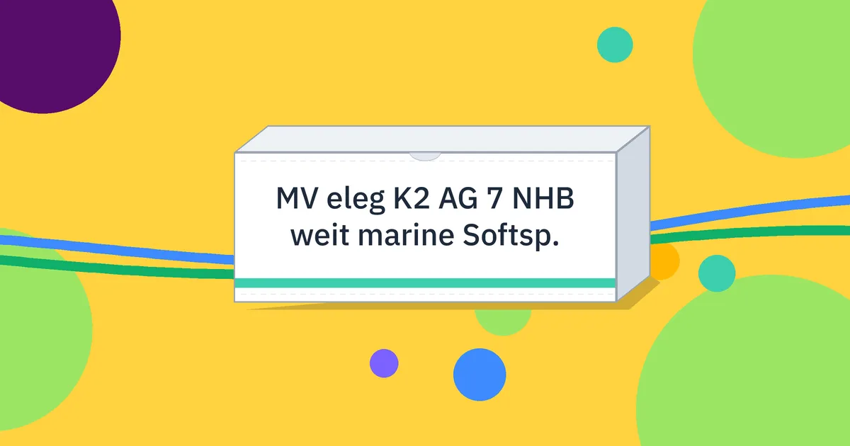 Symbolbild: Packung mit der Aufschrift MV eleg K2 AG 7 NHB weit marine Softsp. (PZN 15729681) – Verfügbarkeit und Bezug in Apotheken in Frankfurt am Main