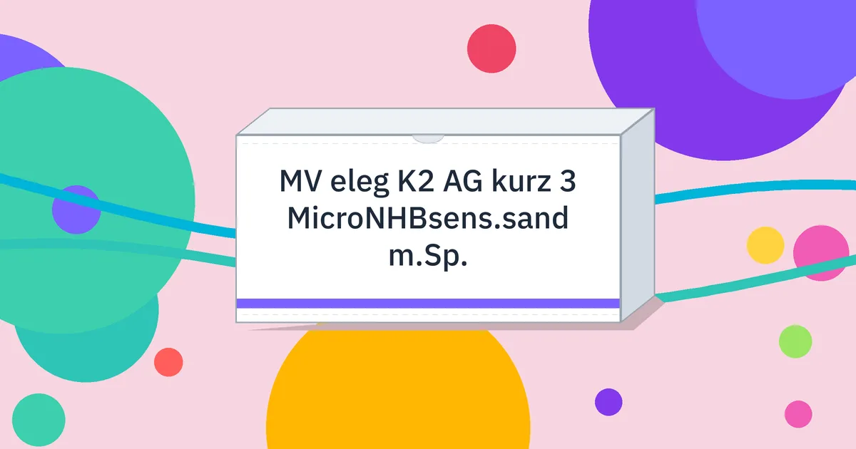 Symbolbild: Packung mit der Aufschrift MV eleg K2 AG kurz 3 MicroNHBsens.sand m.Sp. (PZN 18927080) – Verfügbarkeit und Bezug in Apotheken in Frankfurt am Main