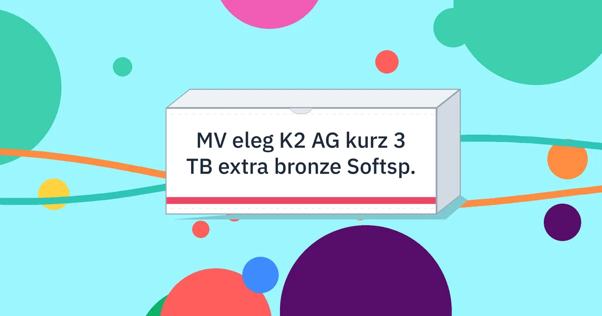 Symbolbild: Packung mit der Aufschrift MV eleg K2 AG kurz 3 TB extra bronze Softsp. (PZN 14716363) – Verfügbarkeit und Bezug in Apotheken in Frankfurt am Main