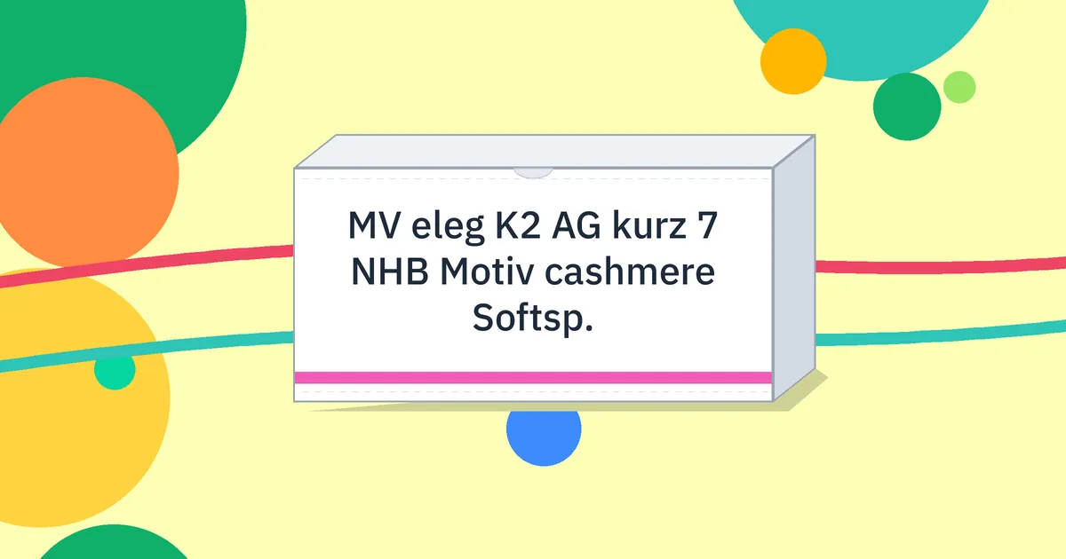 Symbolbild: Packung mit der Aufschrift MV eleg K2 AG kurz 7 NHB Motiv cashmere Softsp. (PZN 15707722) – Verfügbarkeit und Bezug in Apotheken in Frankfurt am Main