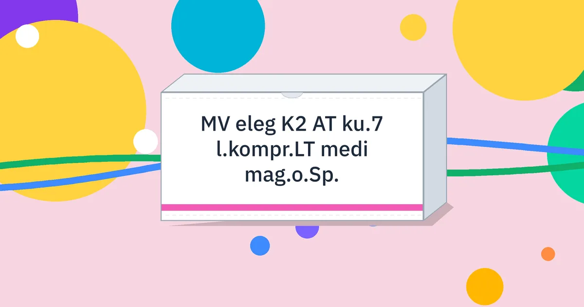 Symbolbild: Packung mit der Aufschrift MV eleg K2 AT ku.7 l.kompr.LT medi mag.o.Sp. (PZN 15287734) – Verfügbarkeit und Bezug in Apotheken in Frankfurt am Main