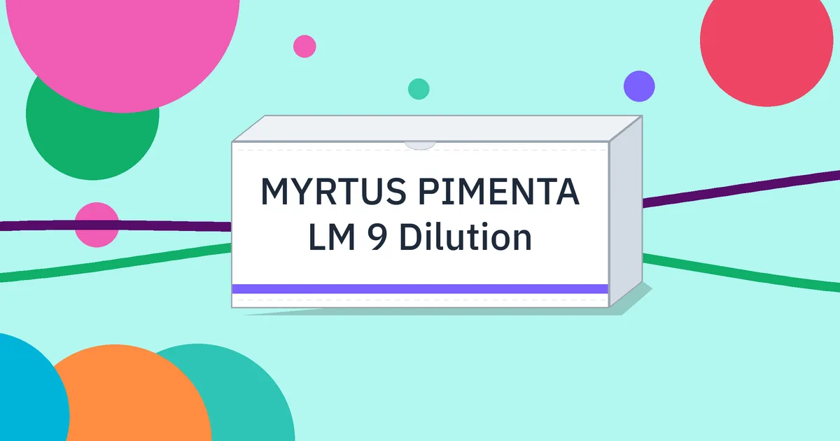Symbolbild: Packung mit der Aufschrift MYRTUS PIMENTA LM 9 Dilution (PZN 13614407) – Verfügbarkeit und Bezug in Apotheken in Frankfurt am Main