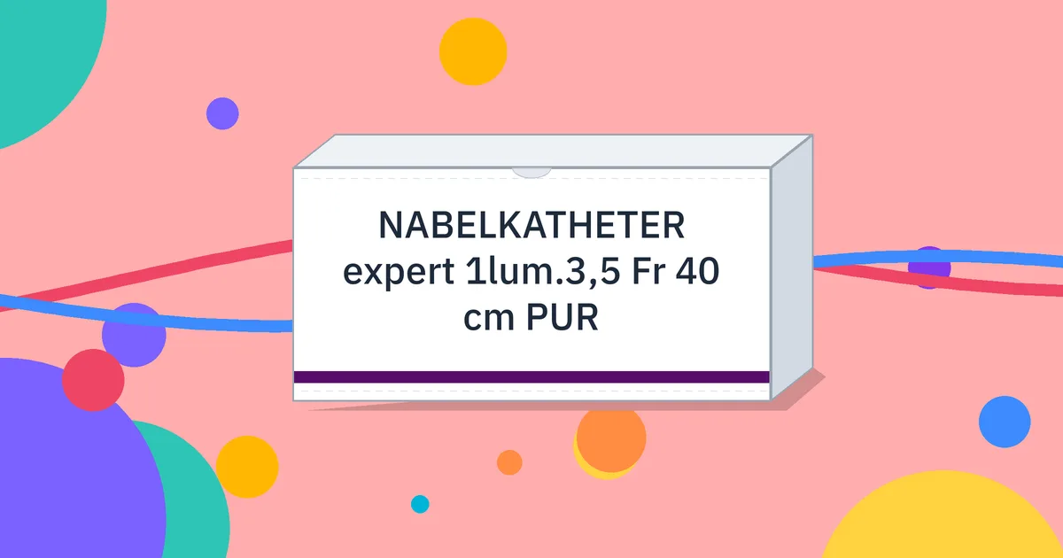 Symbolbild: Packung mit der Aufschrift NABELKATHETER expert 1lum.3,5 Fr 40 cm PUR (PZN 13711961) – Verfügbarkeit und Bezug in Apotheken in Frankfurt am Main