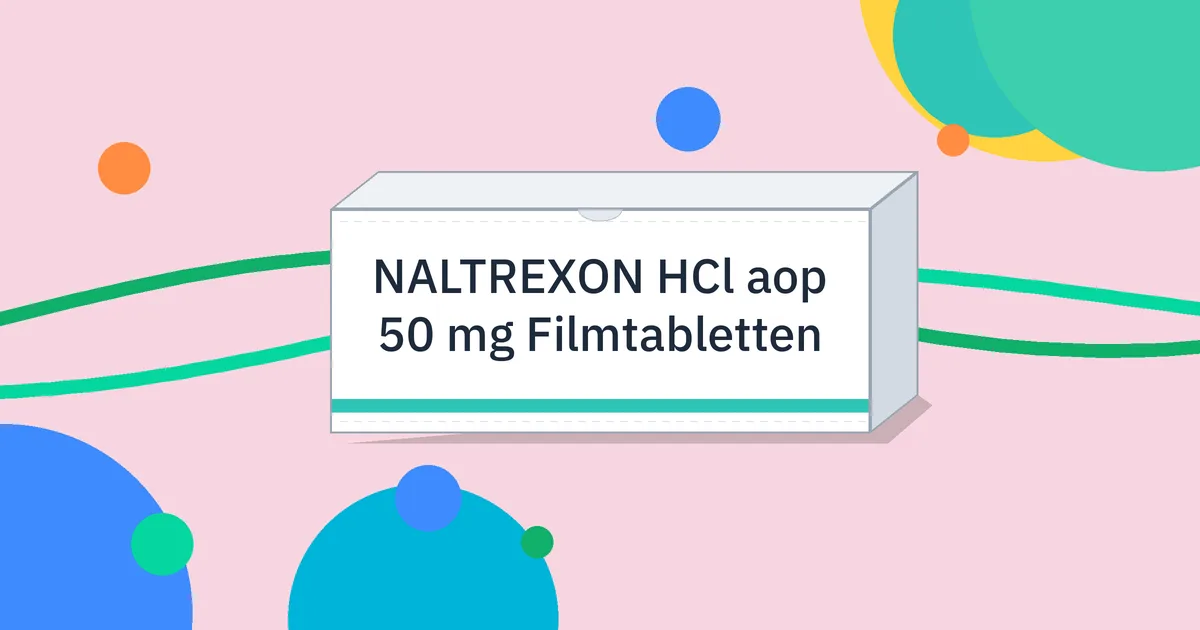 Symbolbild: Packung mit der Aufschrift NALTREXON HCl aop 50 mg Filmtabletten (PZN 13815488) – Verfügbarkeit und Bezug in Apotheken in Frankfurt am Main