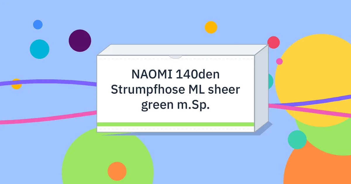 Symbolbild: Packung mit der Aufschrift NAOMI 140den Strumpfhose ML sheer green m.Sp. (PZN 16178355) – Verfügbarkeit und Bezug in Apotheken in Frankfurt am Main