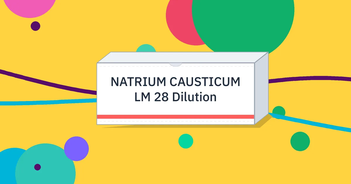 Symbolbild: Packung mit der Aufschrift NATRIUM CAUSTICUM LM 28 Dilution (PZN 12962218) – Verfügbarkeit und Bezug in Apotheken in Frankfurt am Main