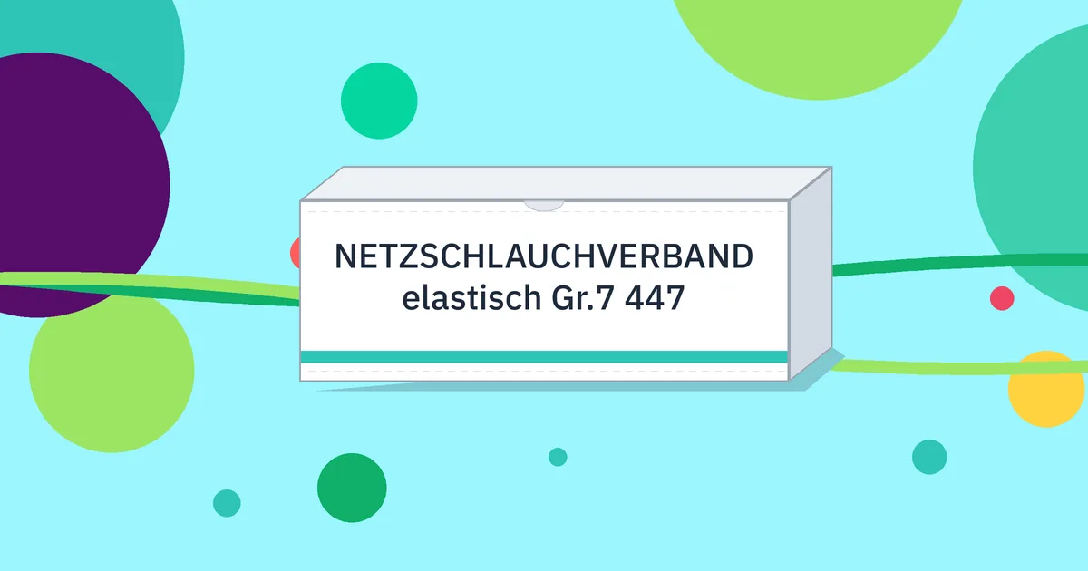 Symbolbild: Packung mit der Aufschrift NETZSCHLAUCHVERBAND elastisch Gr.7 447 (PZN 02092638) – Verfügbarkeit und Bezug in Apotheken in Frankfurt am Main