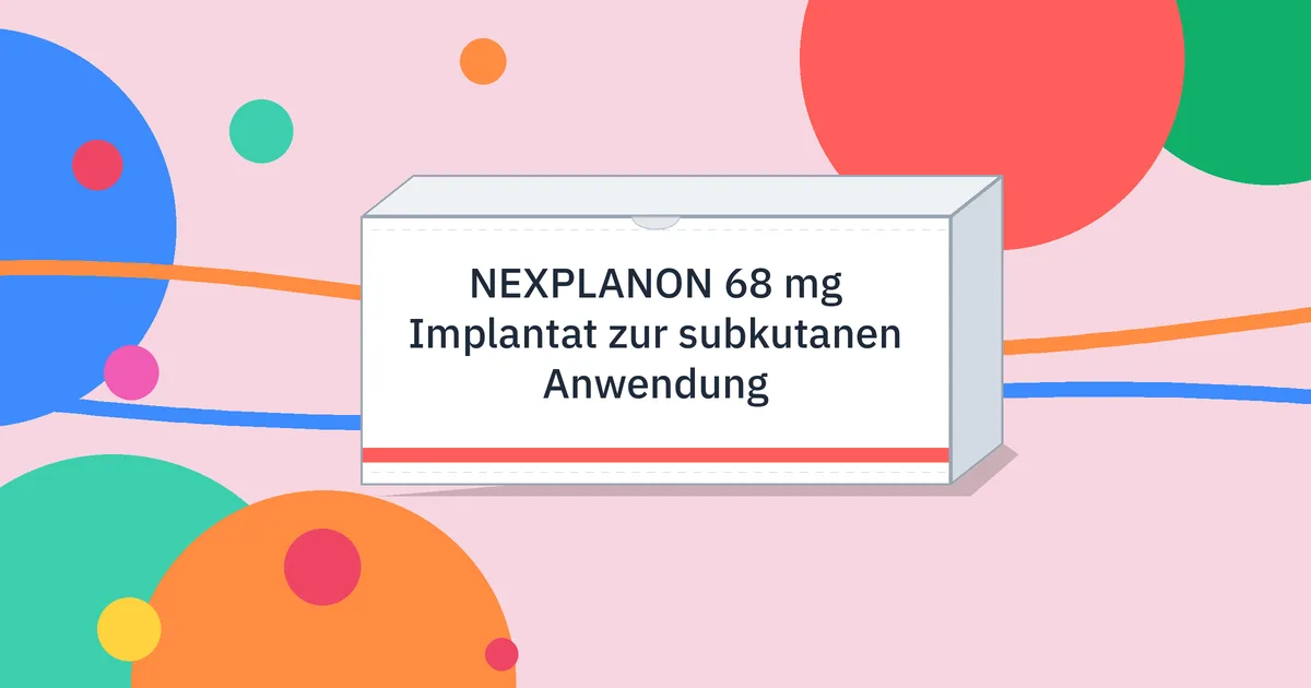 Symbolbild: Packung mit der Aufschrift NEXPLANON 68 mg Implantat zur subkutanen Anwendung (PZN 07522977) – Verfügbarkeit und Bezug in Apotheken in Frankfurt am Main