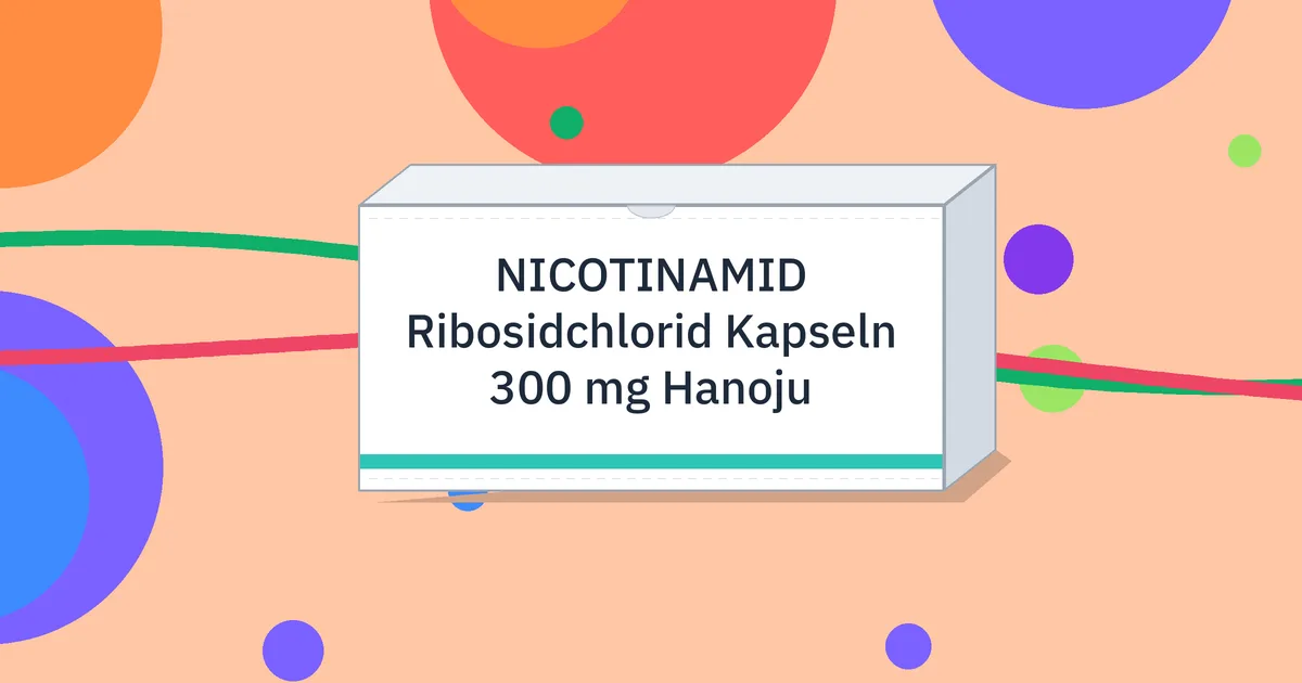 Symbolbild: Packung mit der Aufschrift NICOTINAMID Ribosidchlorid Kapseln 300 mg Hanoju (PZN 20192361) – Verfügbarkeit und Bezug in Apotheken in Frankfurt am Main