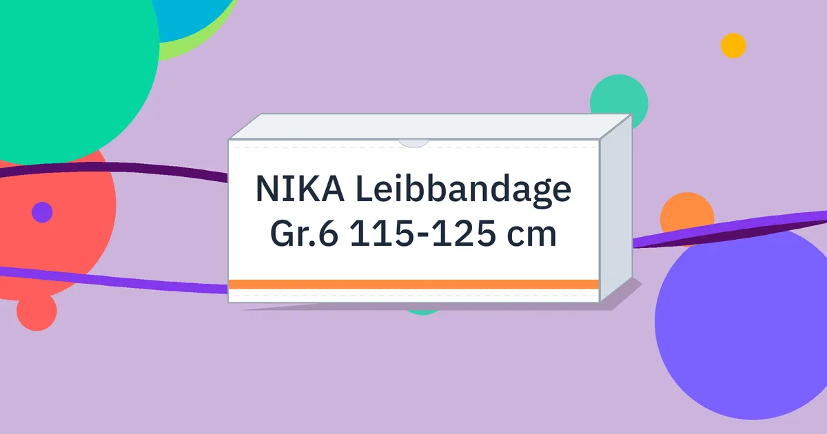 Symbolbild: Packung mit der Aufschrift NIKA Leibbandage Gr.6 115-125 cm (PZN 18172150) – Verfügbarkeit und Bezug in Apotheken in Frankfurt am Main