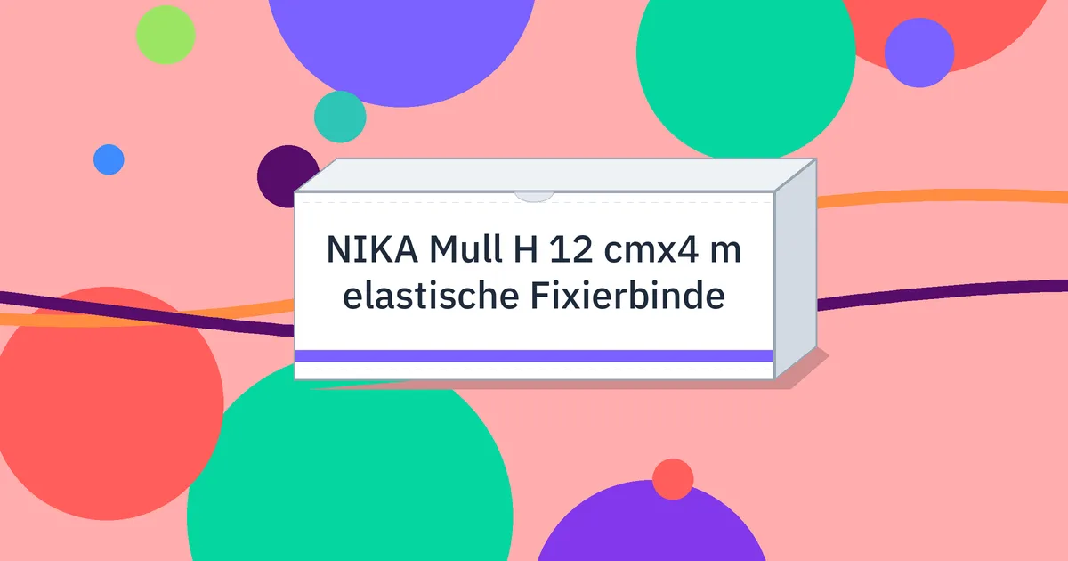 Symbolbild: Packung mit der Aufschrift NIKA Mull H 12 cmx4 m elastische Fixierbinde (PZN 18172026) – Verfügbarkeit und Bezug in Apotheken in Frankfurt am Main