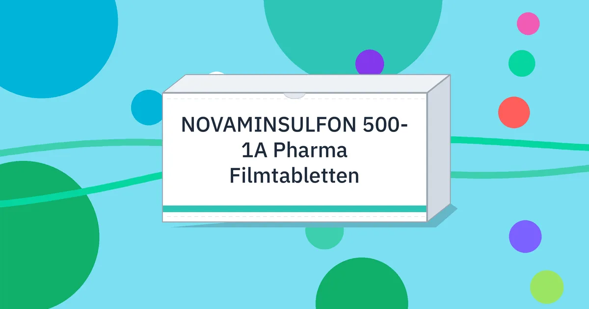 Symbolbild: Packung mit der Aufschrift NOVAMINSULFON 500-1A Pharma Filmtabletten (PZN 06444040) – Verfügbarkeit und Bezug in Apotheken in Frankfurt am Main