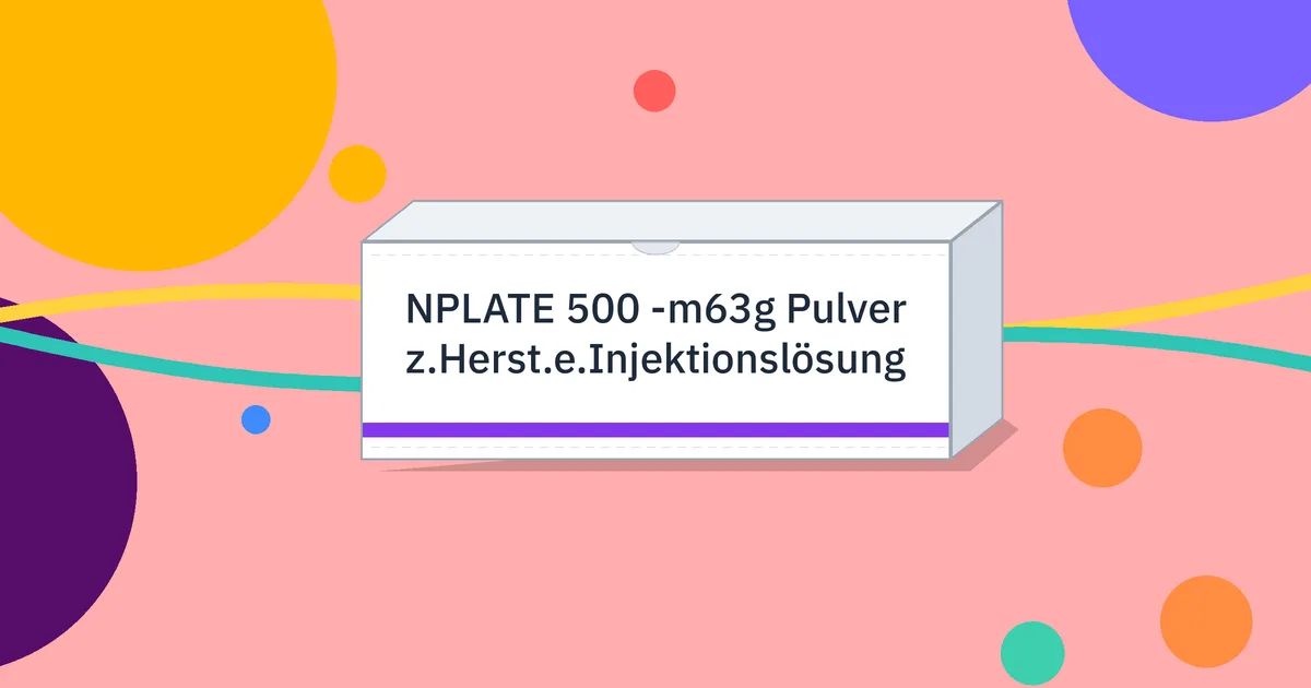 Symbolbild: Packung mit der Aufschrift NPLATE 500 -m63g Pulver z.Herst.e.Injektionslösung (PZN 00364216) – Verfügbarkeit und Bezug in Apotheken in Frankfurt am Main