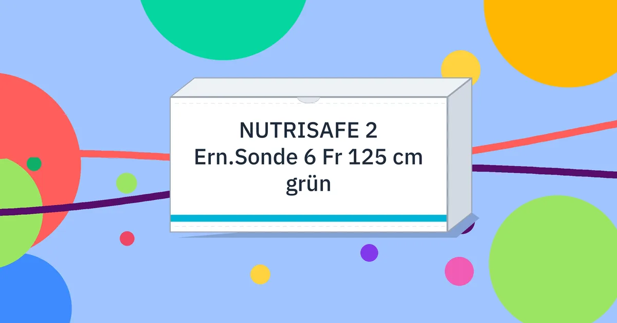 Symbolbild: Packung mit der Aufschrift NUTRISAFE 2 Ern.Sonde 6 Fr 125 cm grün (PZN 06847370) – Verfügbarkeit und Bezug in Apotheken in Frankfurt am Main
