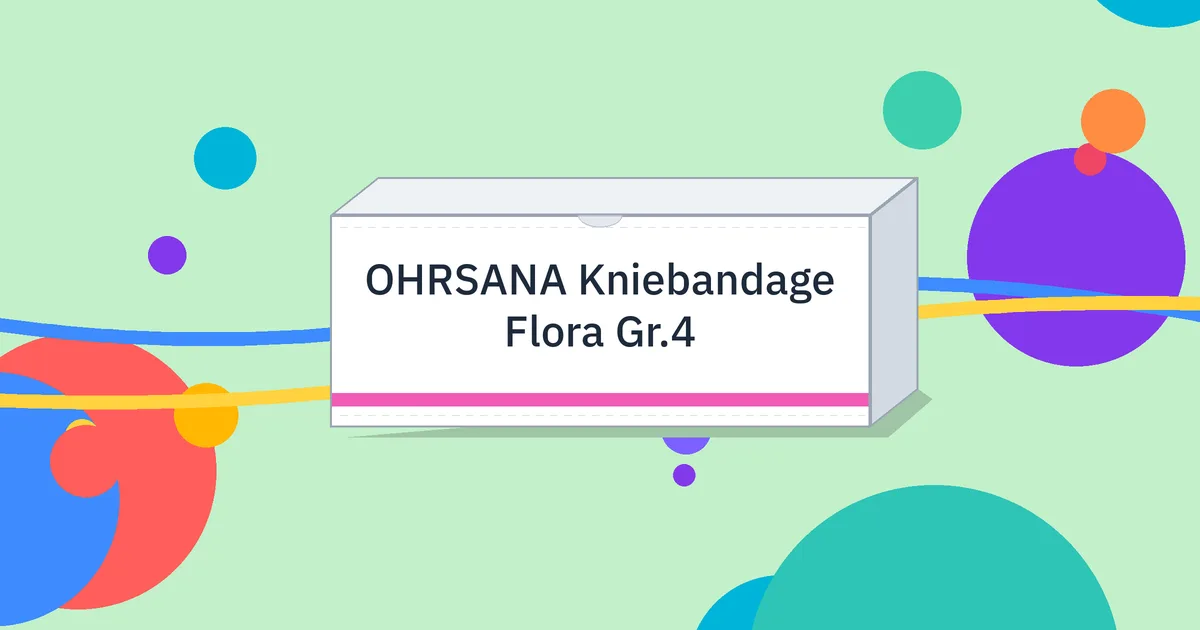 Symbolbild: Packung mit der Aufschrift OHRSANA Kniebandage Flora Gr.4 (PZN 07121244) – Verfügbarkeit und Bezug in Apotheken in Frankfurt am Main